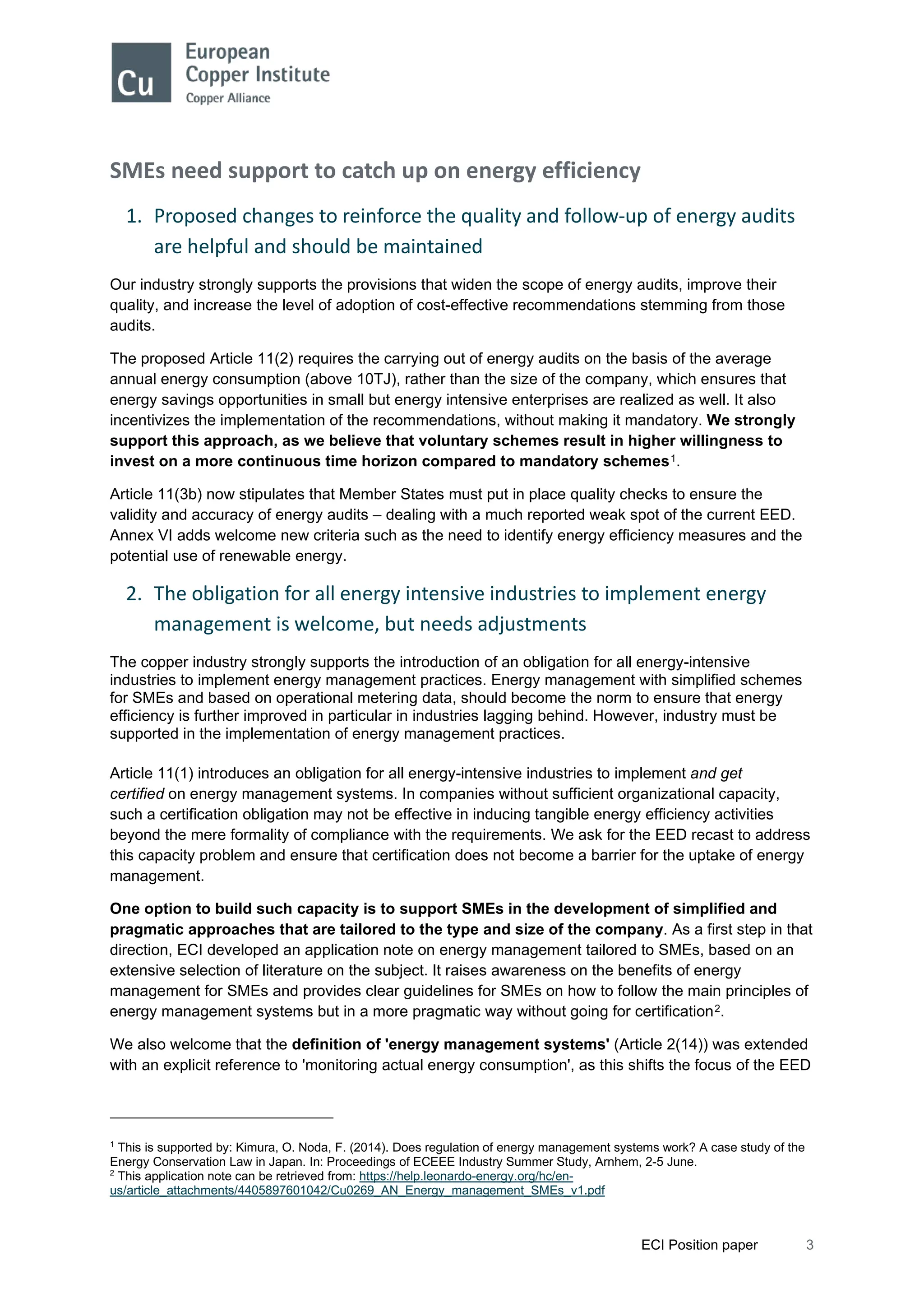 ECI position on the revision of the Energy Efficiency Directive | PDF