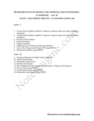 Ec ii lab manual | PDF