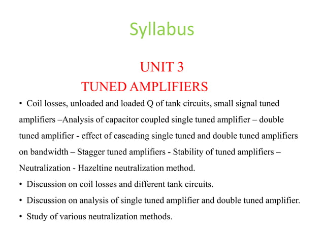 Electronic Circuits Ii Overview Ppt