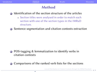 Lexical Distribution in Citation Contexts through the IMRaD Standard