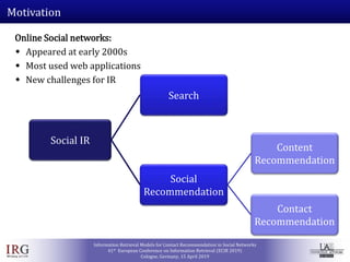 ECIR 2019 - Information Retrieval Models for Contact Recommendation in ...