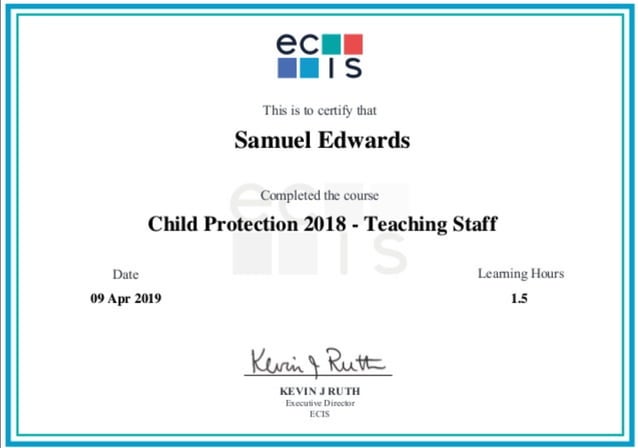 ECIS certificate in Child Protection 2018 | PPT