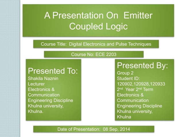 Emitter Coupled Logic (ECL) | PPTX