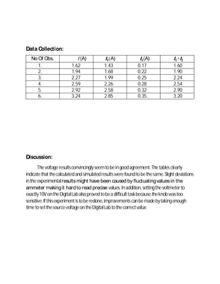 Electrical circuit verification of K irchhoff’s Current Law(KCL) & Current dividerrule(CDR ). | PDF