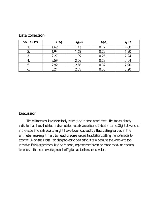 Electrical circuit verification of K irchhoff’s Current Law(KCL) & Current dividerrule(CDR ). | PDF