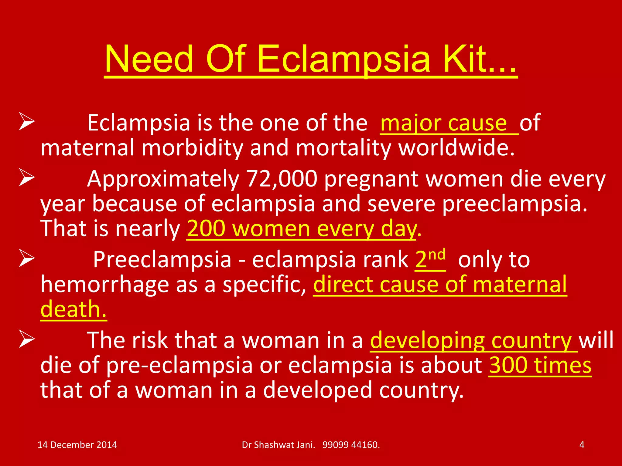 ECLAMPSIA KIT - EVERY MATERNITY SETUP SHOULD BE READY BY DR SHASHWAT ...