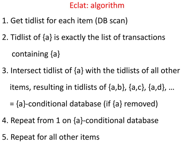 Eclat algorithm in association rule mining | PPTX | Databases ...