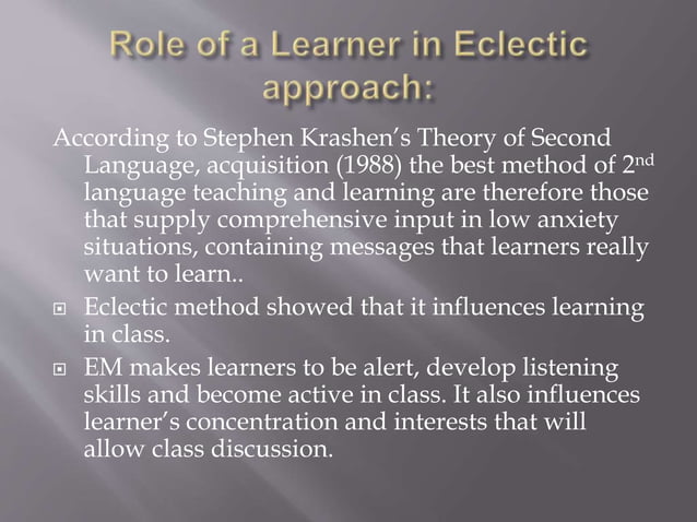 Eclectic approach | PPTX