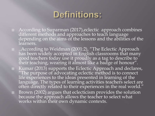 Eclectic approach | PPTX