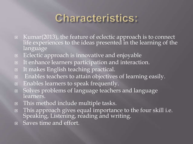 Eclectic approach | PPTX