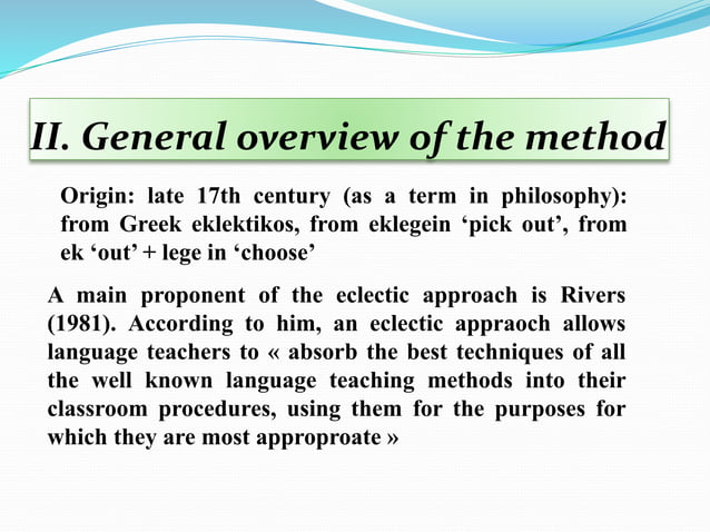 Eclectic method | PPT