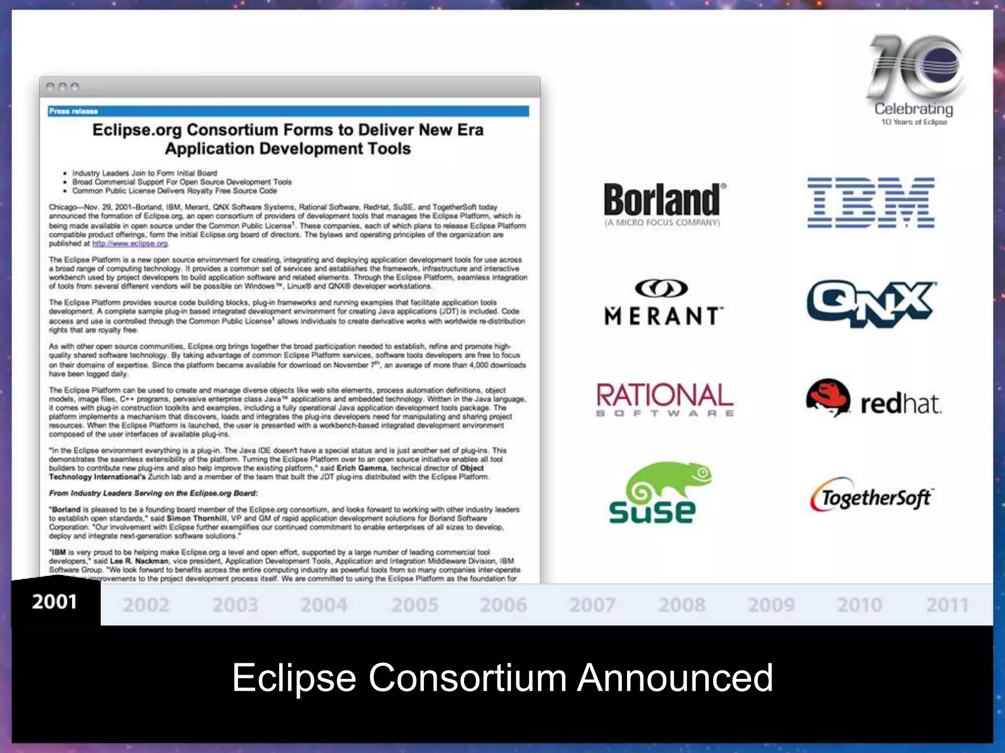 Eclipse Milestones - Celebrating 10 years of Eclipse | PPT