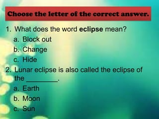 Eclipse Grade Four Lesson | PPTX