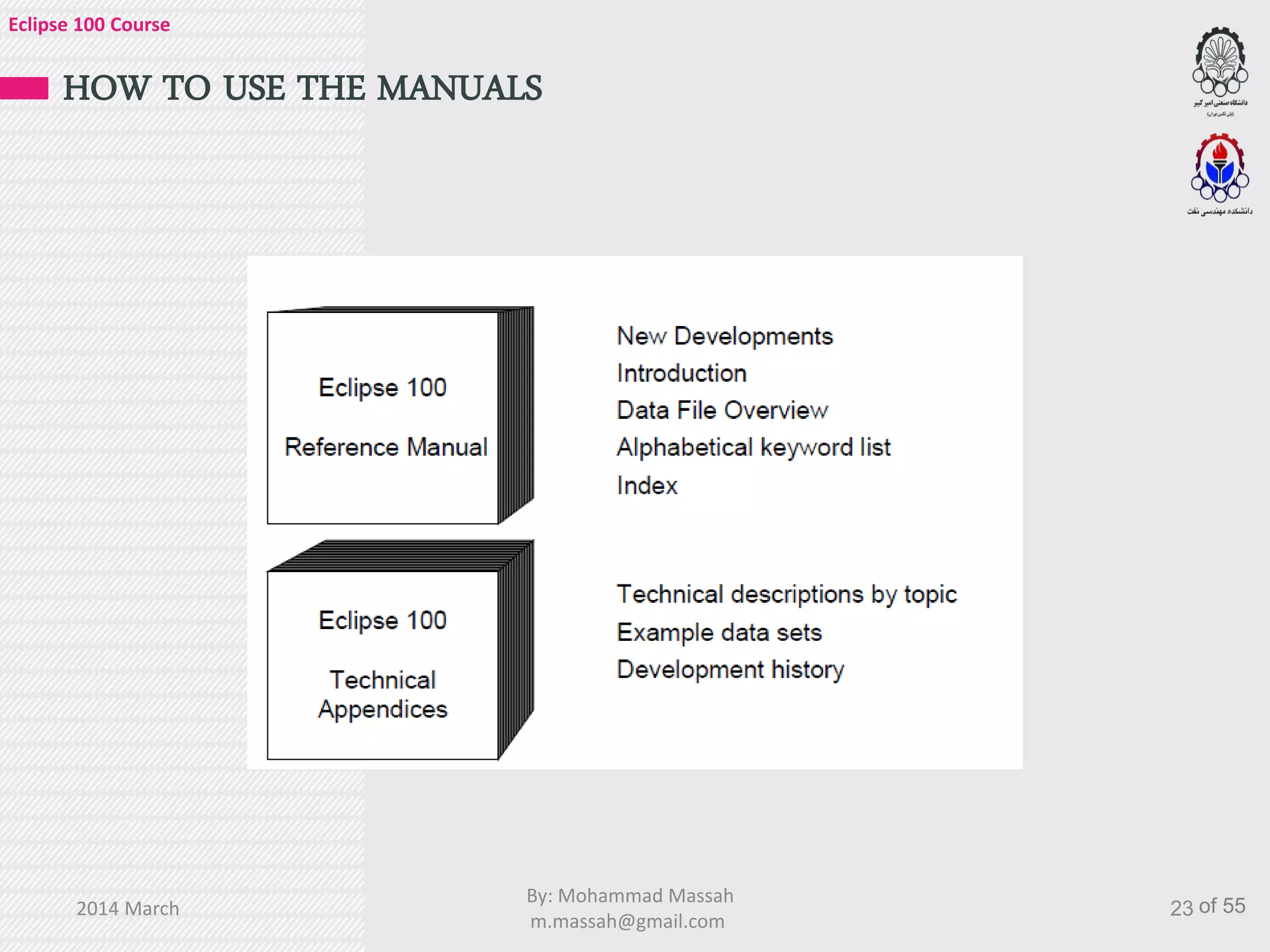 Eclipse 100 - Petroleum reservoir simulation course | PDF