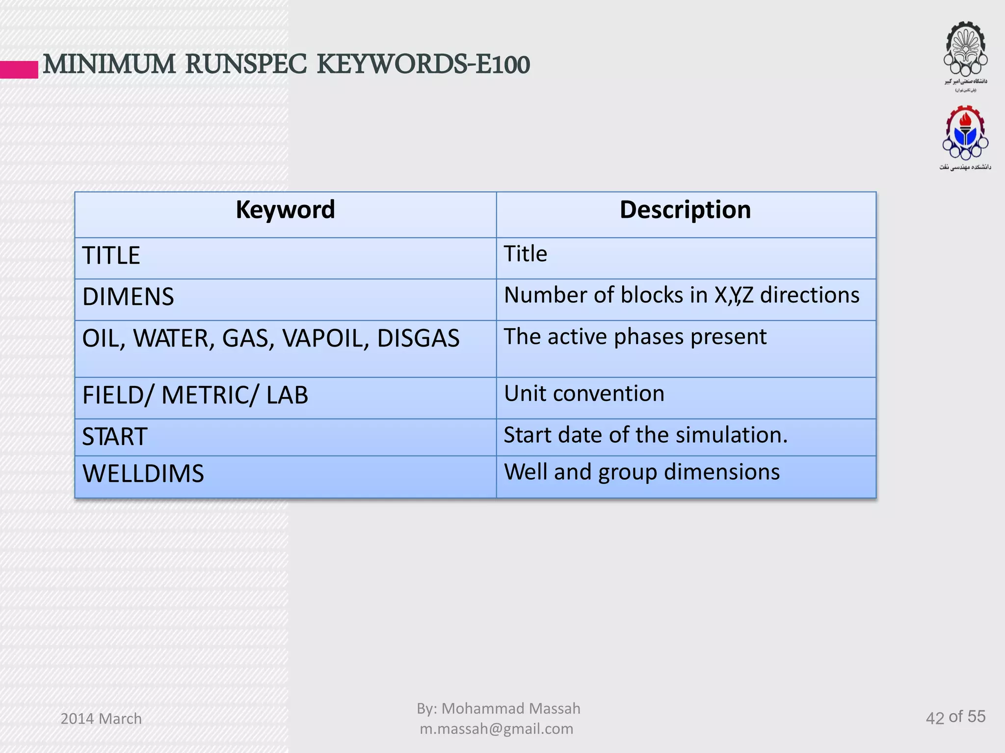 Eclipse 100 - Petroleum reservoir simulation course | PDF