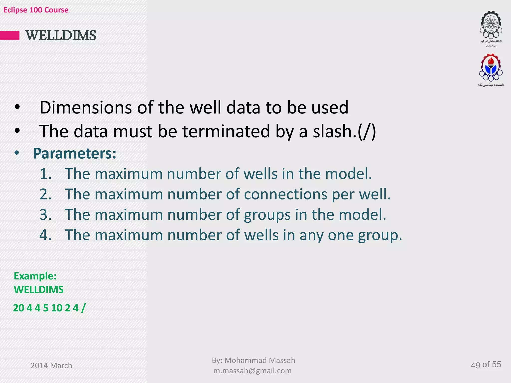 Eclipse 100 - Petroleum reservoir simulation course | PDF