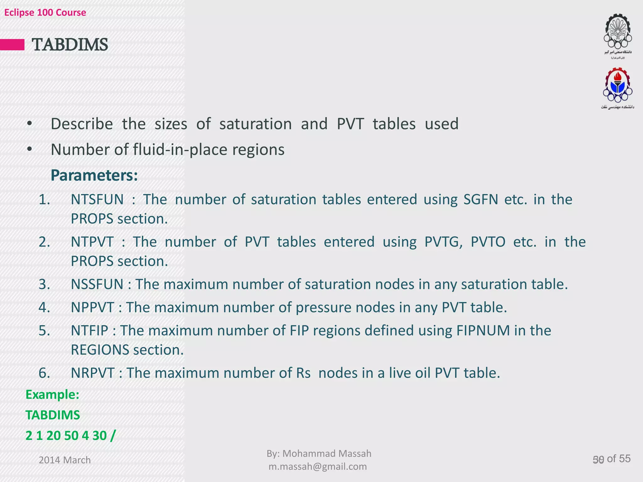 Eclipse 100 - Petroleum reservoir simulation course | PDF