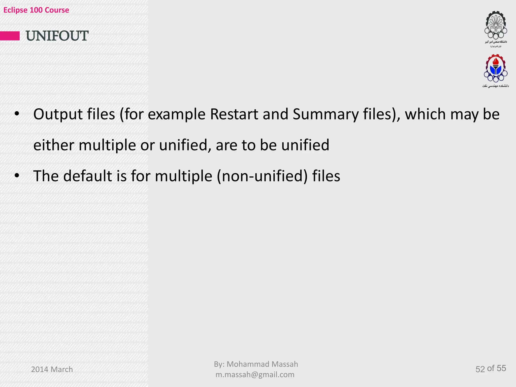 Eclipse 100 - Petroleum reservoir simulation course | PDF