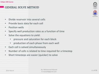Eclipse 100 - Petroleum reservoir simulation course | PDF