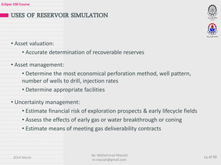 Eclipse 100 - Petroleum reservoir simulation course | PDF
