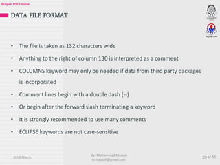 Eclipse 100 - Petroleum reservoir simulation course | PDF