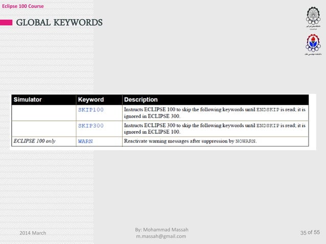Eclipse 100 - Petroleum reservoir simulation course | PDF
