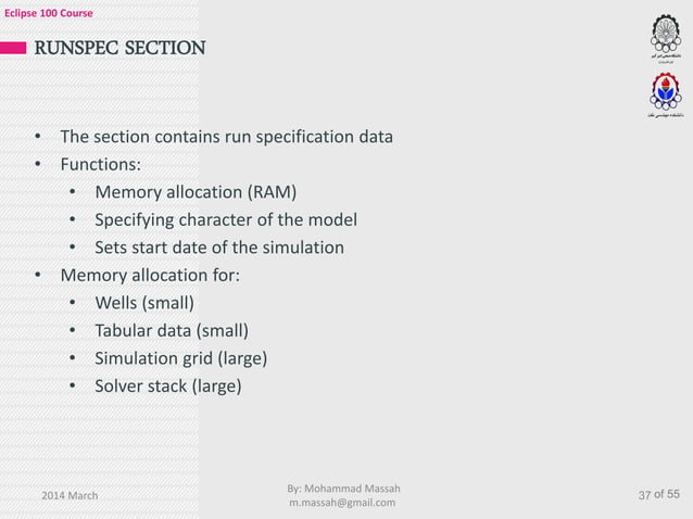 Eclipse 100 - Petroleum reservoir simulation course | PDF