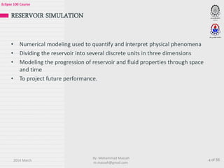 Eclipse 100 - Petroleum reservoir simulation course | PDF