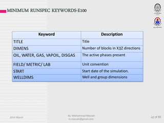 Eclipse 100 - Petroleum reservoir simulation course | PDF