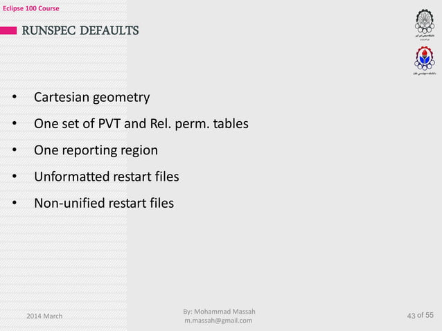 Eclipse 100 - Petroleum reservoir simulation course | PDF
