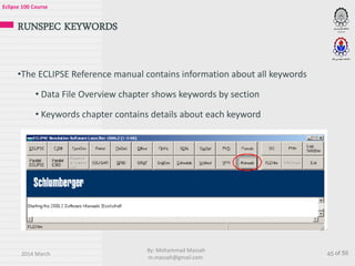 Eclipse 100 - Petroleum reservoir simulation course | PDF