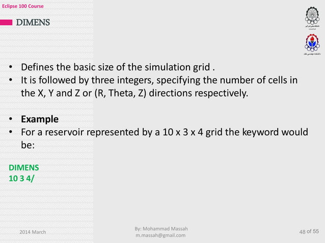 Eclipse 100 - Petroleum reservoir simulation course | PDF