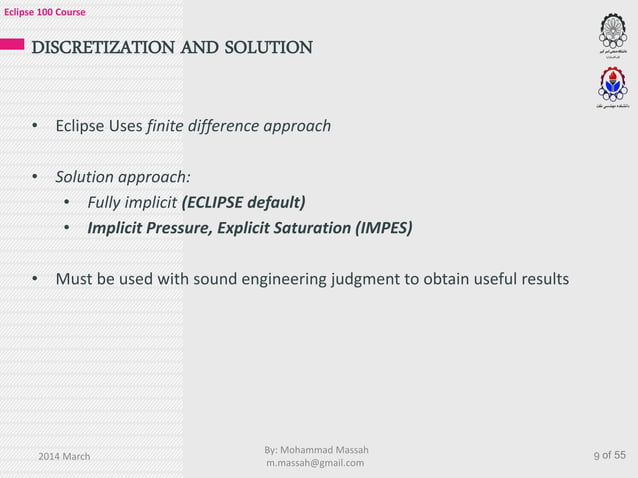 Eclipse 100 - Petroleum reservoir simulation course | PDF