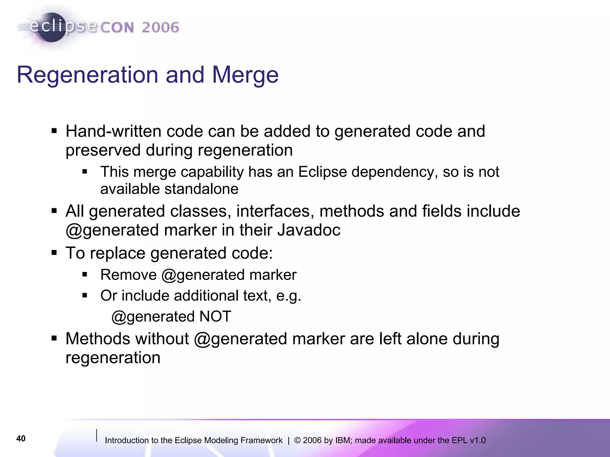 Eclipsecon 2006 Introduction To The Eclipse Modeling Framework Ppt 7549