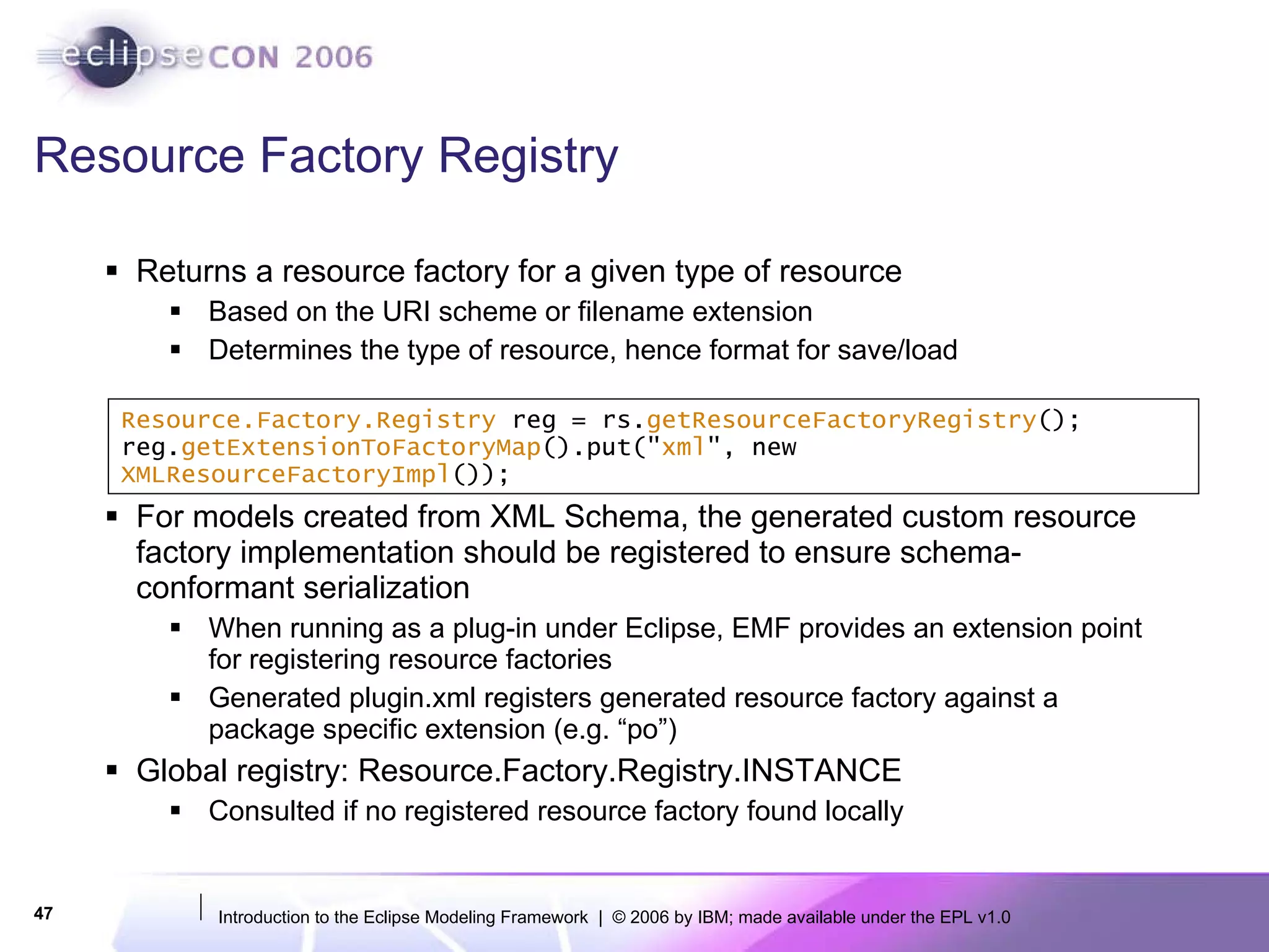 Eclipsecon 2006 Introduction To The Eclipse Modeling Framework Ppt