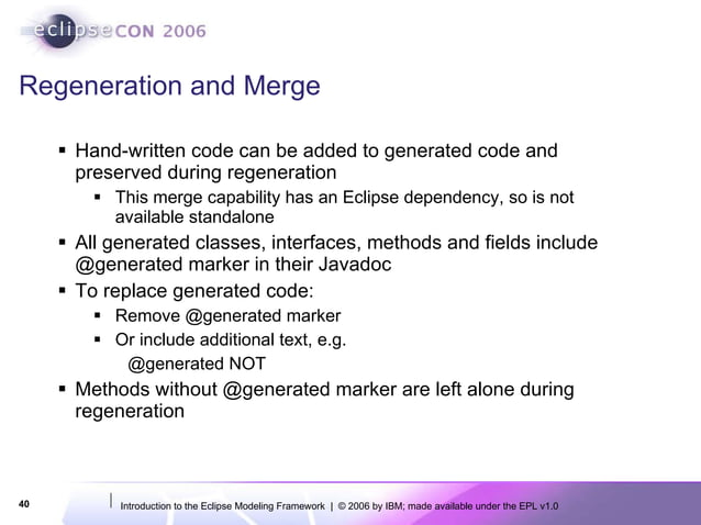 Eclipsecon 2006 Introduction To The Eclipse Modeling Framework Ppt