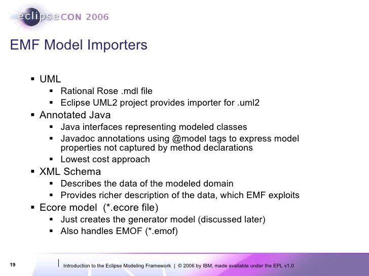 Eclipsecon 2006 Introduction To The Eclipse Modeling Framework