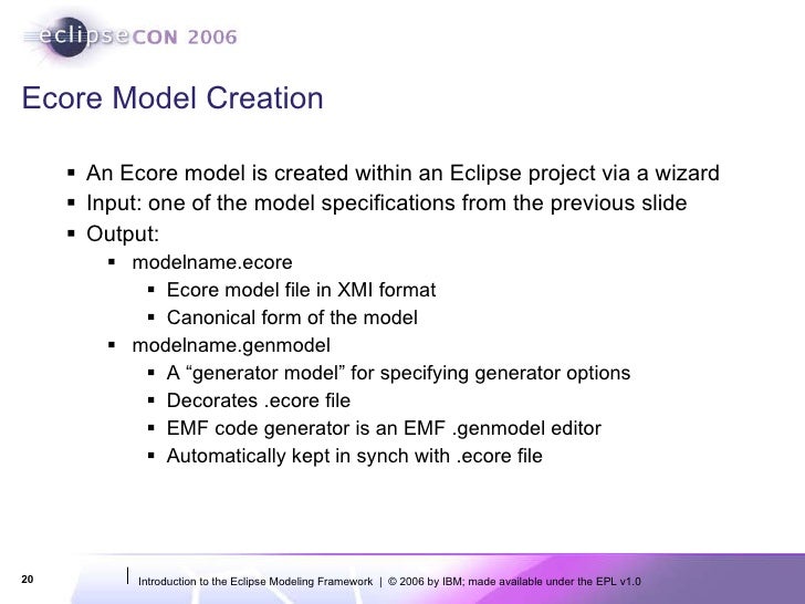 Eclipsecon 2006 Introduction To The Eclipse Modeling Framework