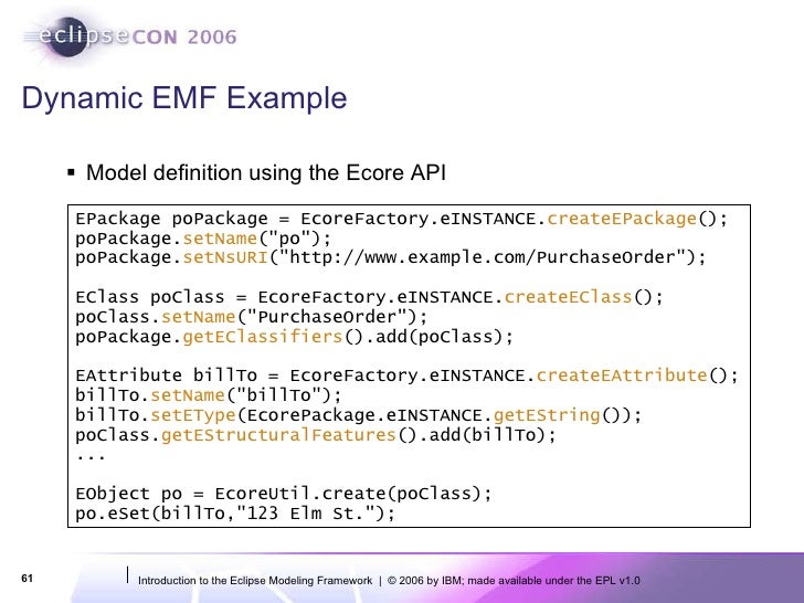 Eclipsecon 2006 Introduction To The Eclipse Modeling Framework