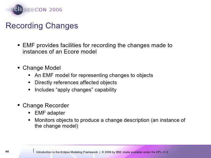 Eclipsecon 2006 Introduction To The Eclipse Modeling Framework