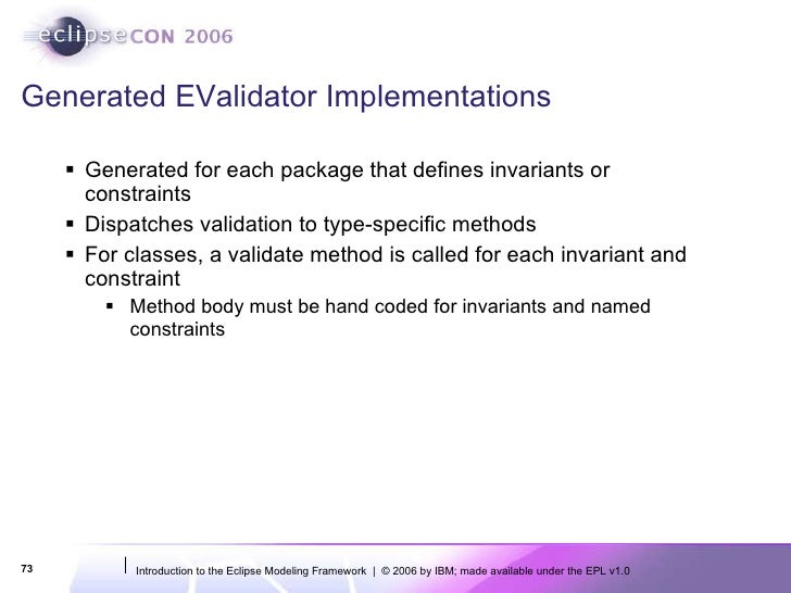 Eclipsecon 2006 Introduction To The Eclipse Modeling Framework