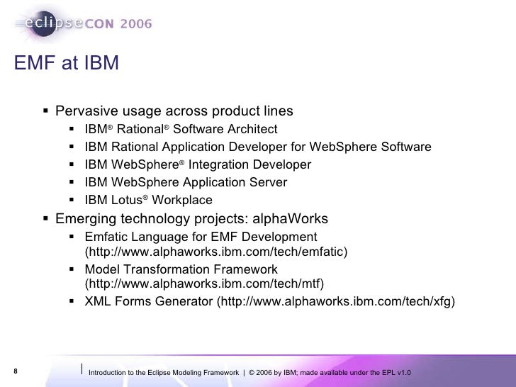 Eclipsecon 2006 Introduction To The Eclipse Modeling Framework