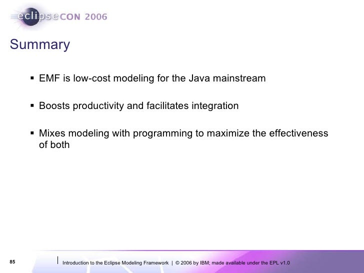 Eclipsecon 2006 Introduction To The Eclipse Modeling Framework