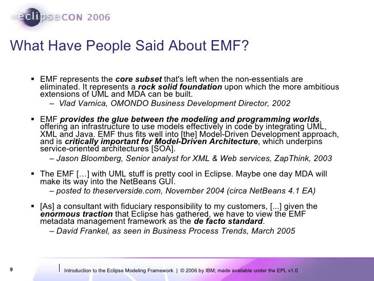 Eclipsecon 2006 Introduction To The Eclipse Modeling Framework