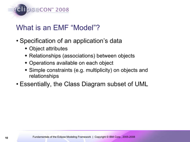 Eclipsecon 2008 Fundamentals Of The Eclipse Modeling Framework Ppt