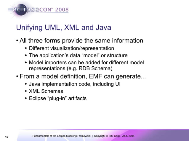 Eclipsecon 2008 Fundamentals Of The Eclipse Modeling Framework Ppt
