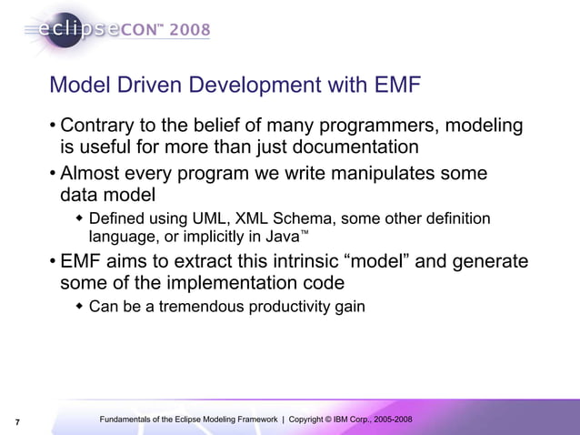 EclipseCon 2008: Fundamentals of the Eclipse Modeling Framework | PPT