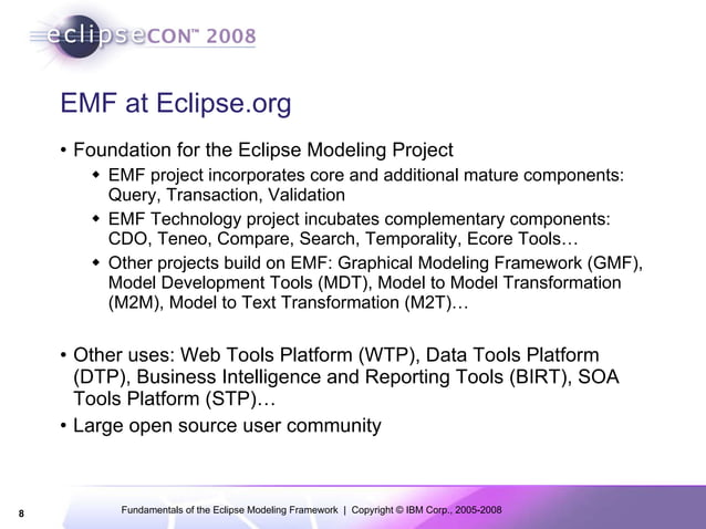 Eclipsecon 2008 Fundamentals Of The Eclipse Modeling Framework Ppt