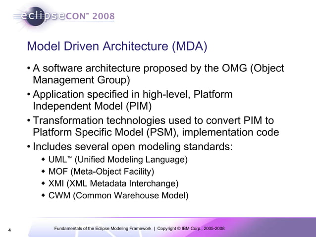 Eclipsecon 2008 Fundamentals Of The Eclipse Modeling Framework Ppt