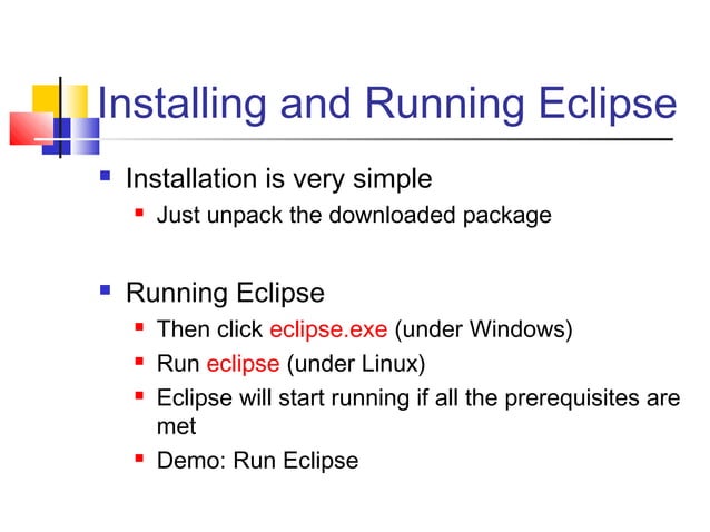 Eclipse introduction IDE PRESENTATION | PPT